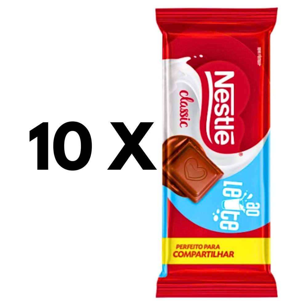 Kit Barra De Chocolate Classic Ao Leite NESTLÉ - 10un De 150g Cada | Shopee Brasil