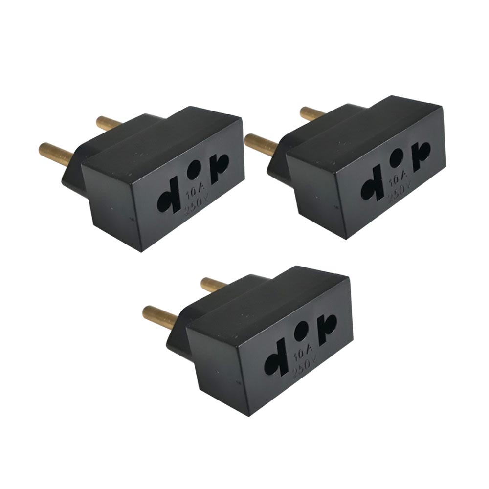 Kit 3 Adaptadores de Tomada Universal 10A - Preto | Shopee Brasil
