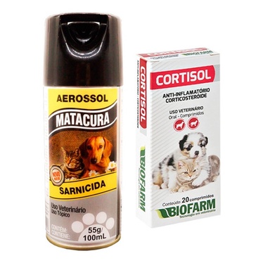 Spray Matacura + Cortisol Biofarm Medicamento Sarnas Dermatite E ...