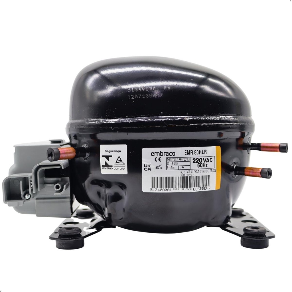 Motor Compressor Geladeira Freezer Embraco 1/4 Em2u 80hlp Emt6165z ...