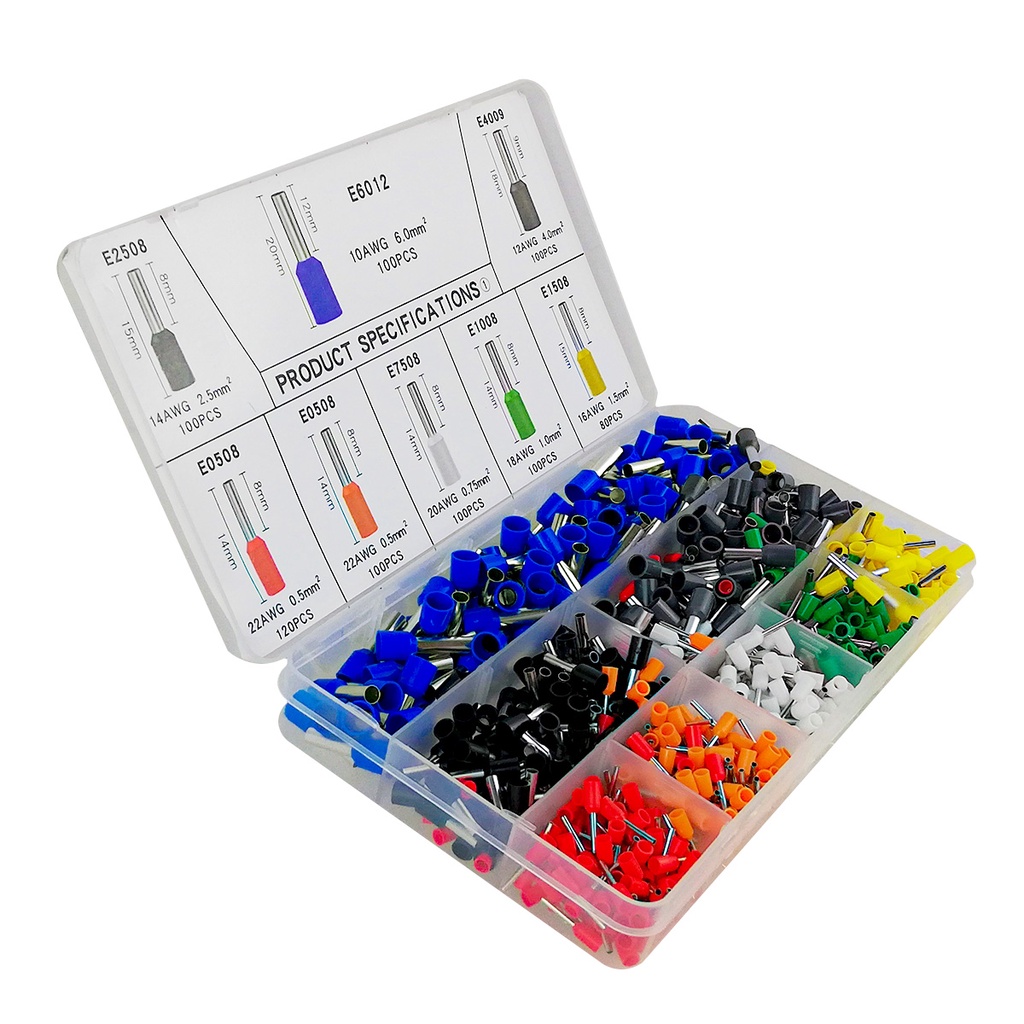 Kit Jogo de Terminais Conector Tubular Ilhós Isolados 0,5 a 6mm² ...