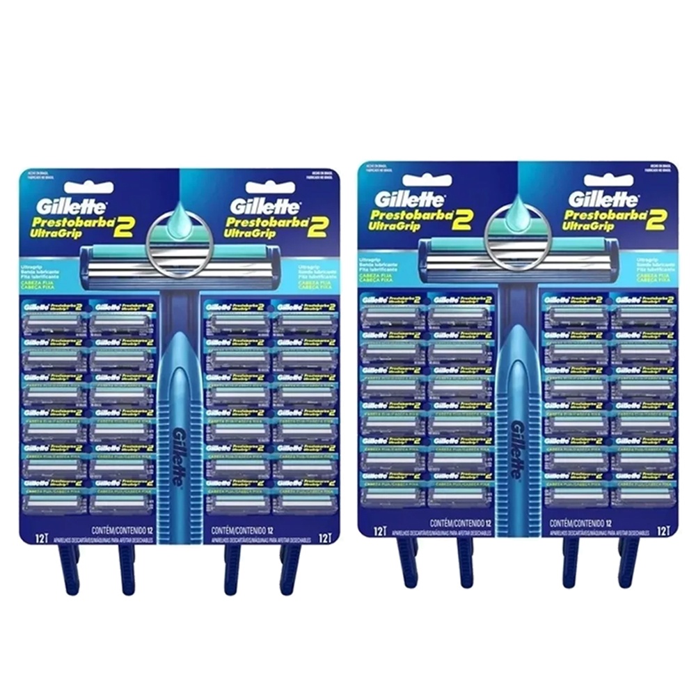 Aparelho Prestobarba Ultragrip 2 Móvel Gillette C/24- Kit C 2 cartelas ...