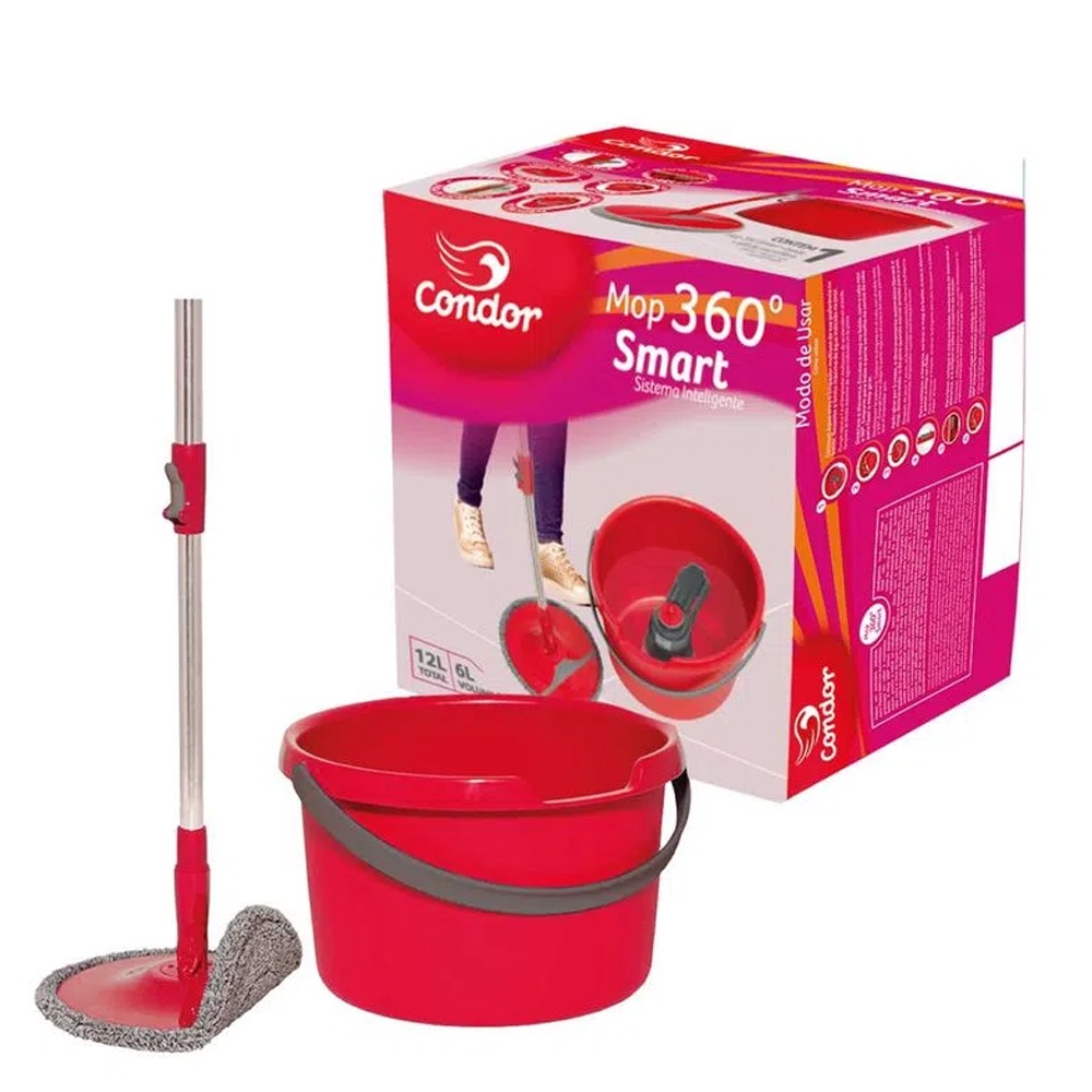 Mop 360° Smart Condor Sistema Inteligente Com Balde Cabo de Aço Inox ...