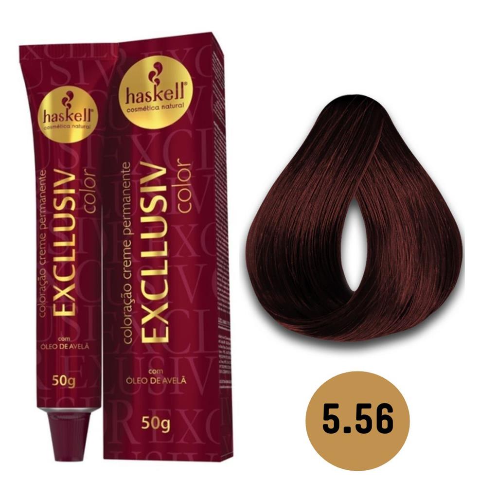 Coloração Haskell Excllusiv 5.56 Castanho Claro Acaju Avermelhado 50g ...