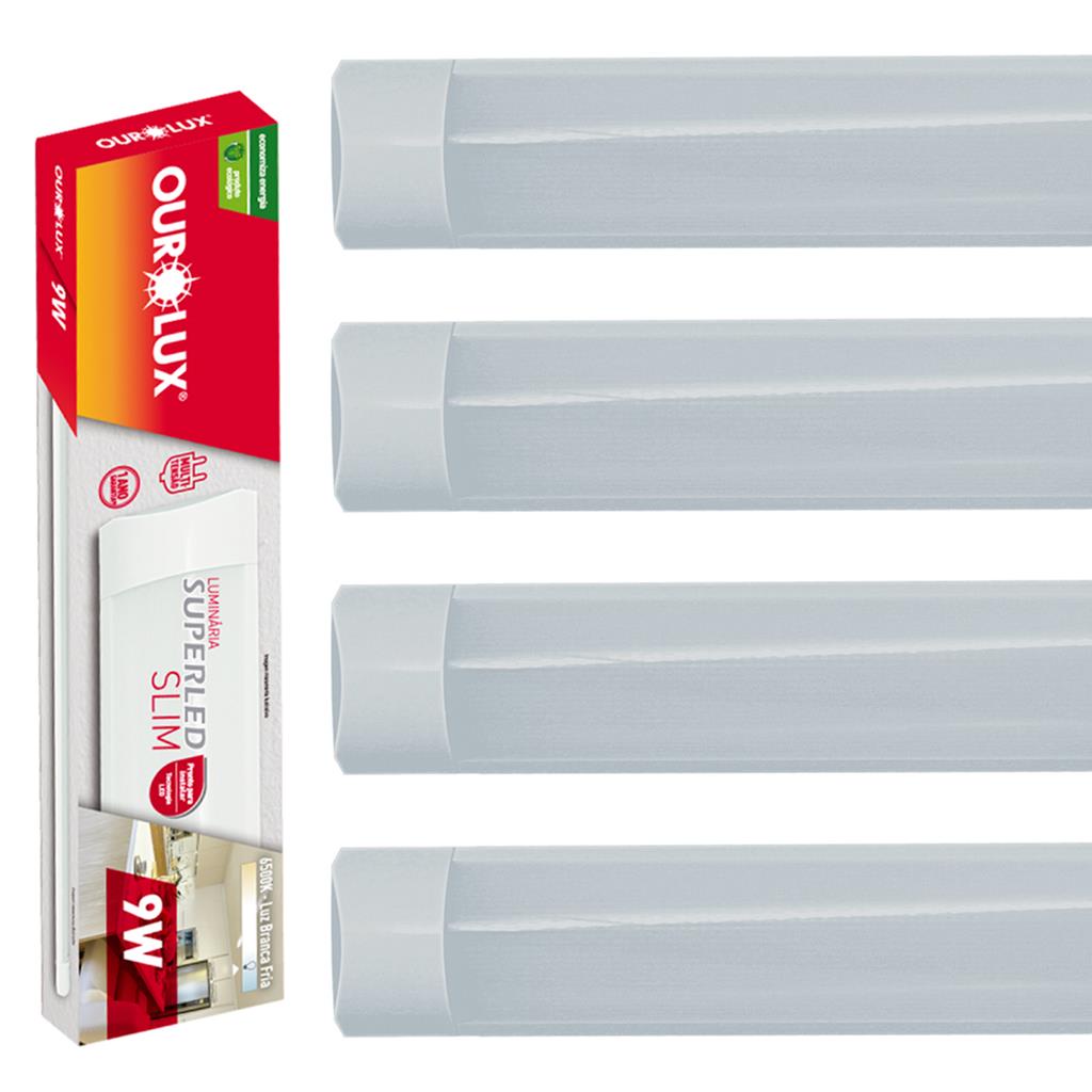 Kit 4 Luminarias Superled Slim 30cm 9W Bivolt 6500K | Shopee Brasil