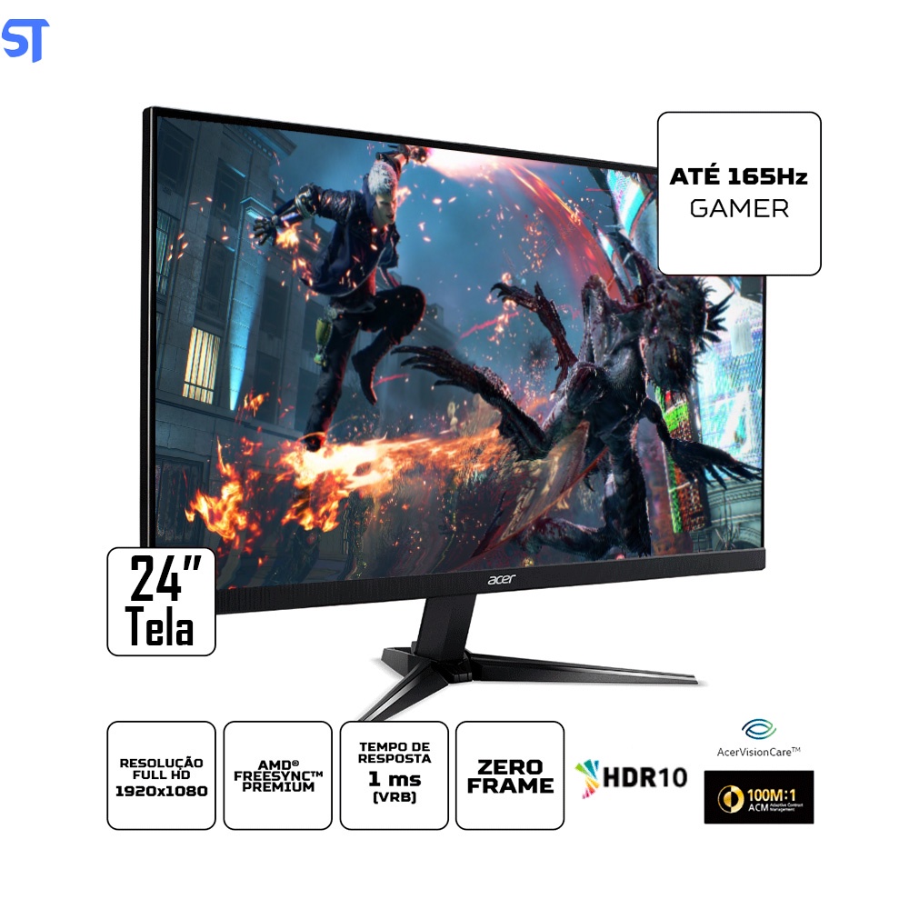 Monitor Gamer Acer Nitro 23.8 LED Full HD, 165Hz, 1ms, HDMI e ...