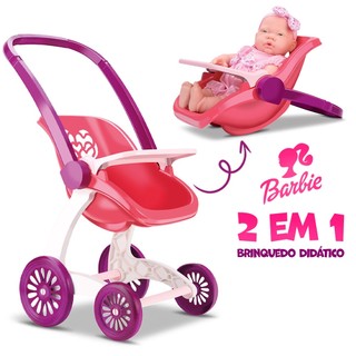 Brinquedo Carrinho de Boneca Barbie 2 em 1 Cesto Vira Bebê Conforto ...