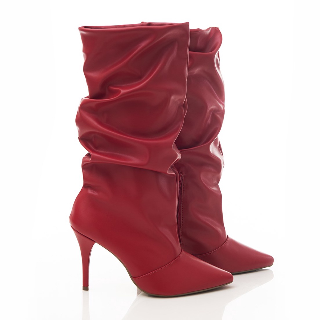Bota Feminina Cano Médio Agnes Slough Bico Fino | Shopee Brasil