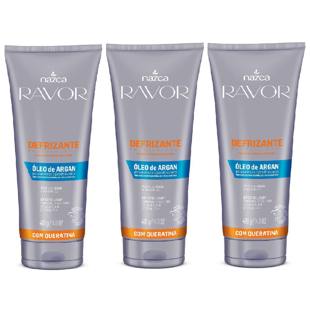 Kit 3 Defrizante Nazca Ravor Óleo De Argan 400G | Shopee Brasil