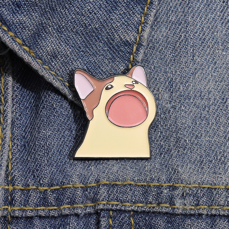 Broche de Gato Fofo com Boca Aberta Personalizado Kawaii Pins para ...