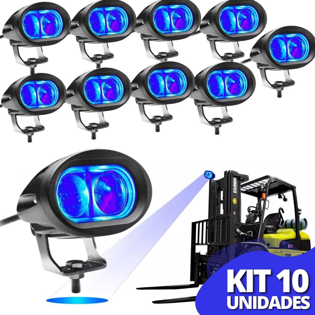 Kit 10 Unidades Farol Led Blue Spot Luz Azul Empilhadeira | Shopee Brasil