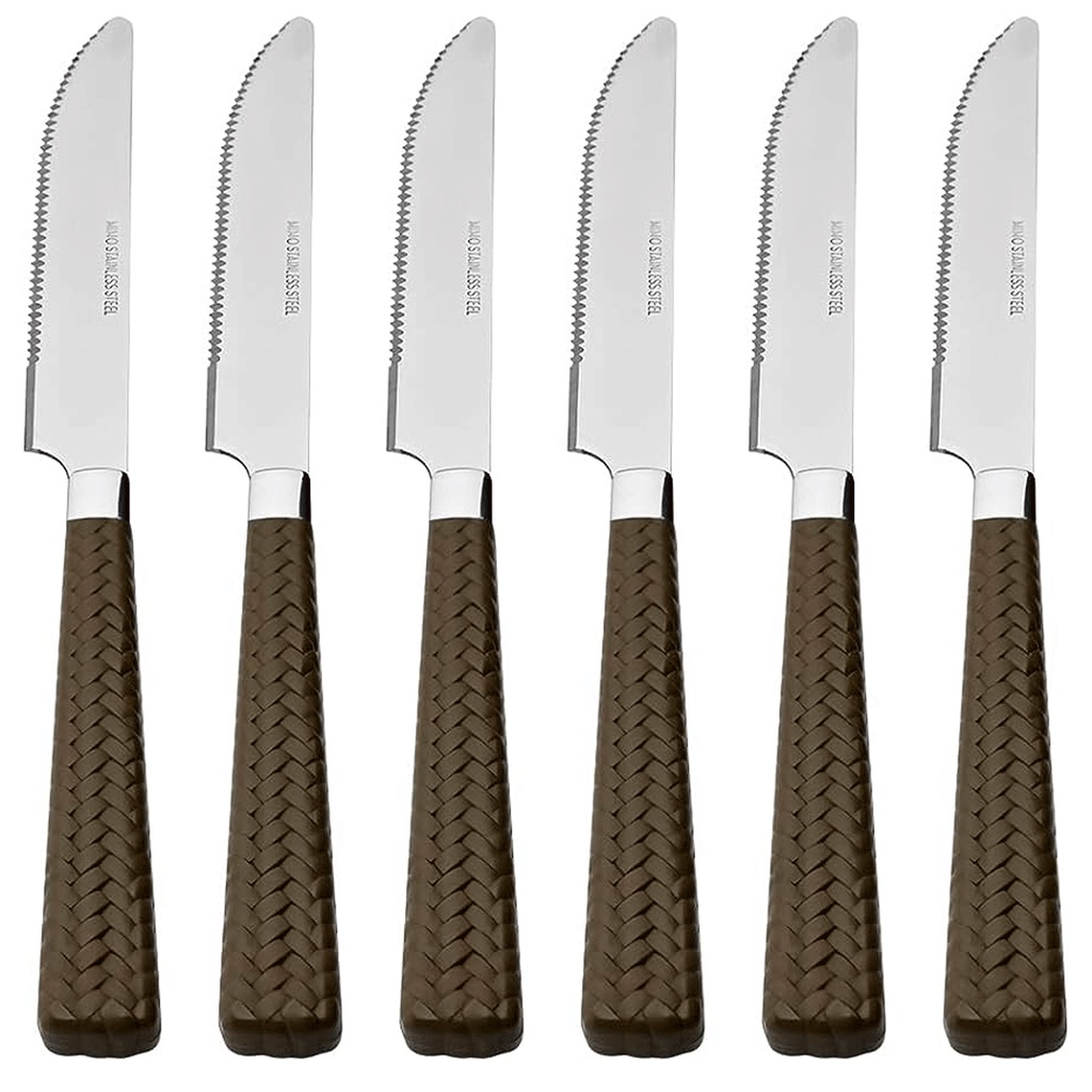 Kit 6 Facas De Serra Mesa Em Aço Inox Sem Ponta Talheres Luxo Prata ...