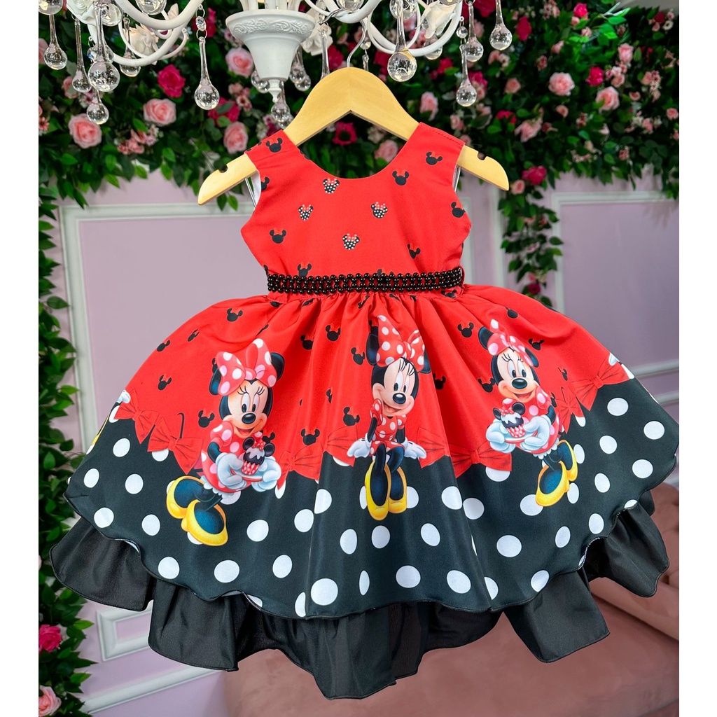 Vestido Tematicos da Miss Minnie Vermelha | Shopee Brasil