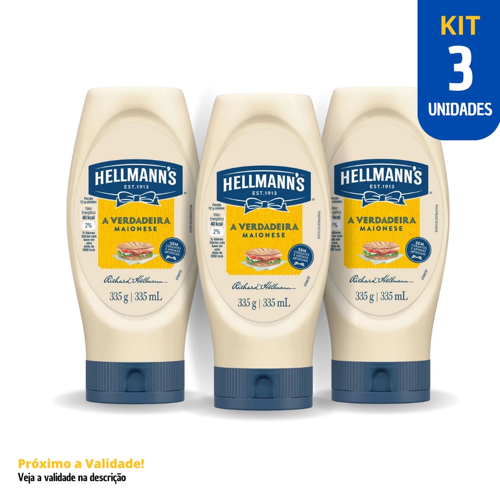 Maionese Tradicional Hellmann's 335g (3 Un) | Shopee Brasil