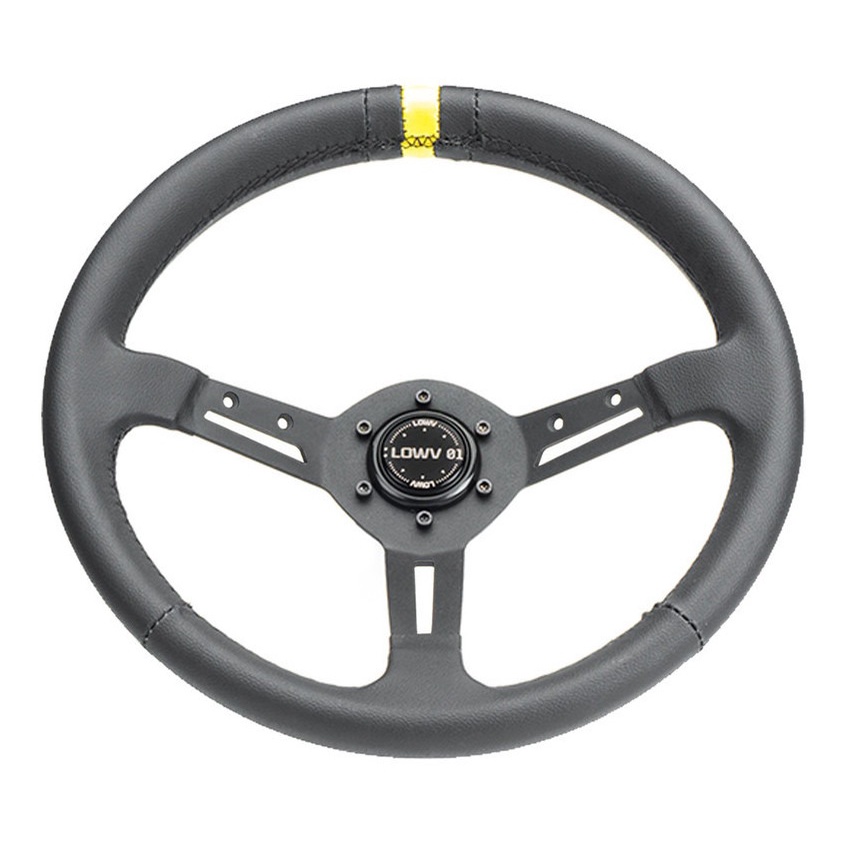 Volante Esportivo Lowv Colt ( Couro Tarja Amarela / 3 Rasgos ) | Shopee ...
