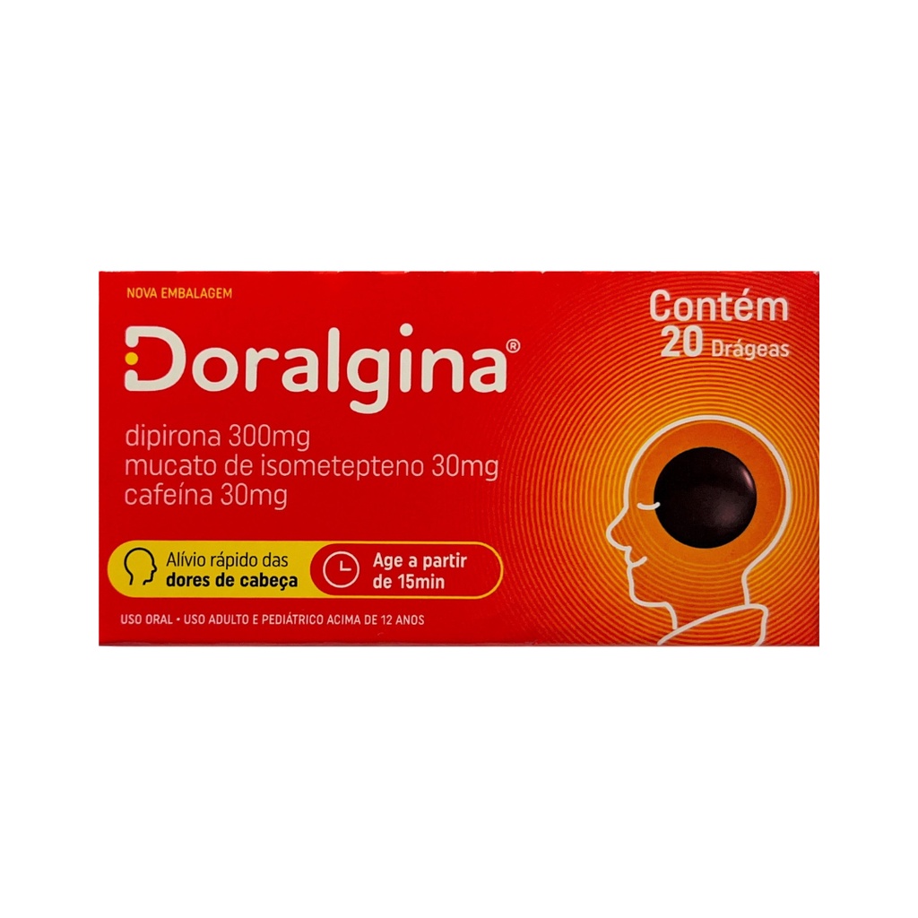 Doralgina Dipirona 300mg, mucato de Isometepteno 30mg, Cafeína 30mg ...