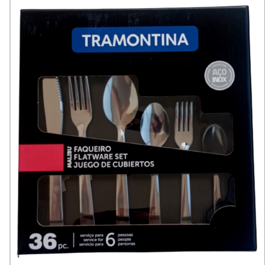 Faqueiro Inox Tramontina Jogo Talher Malibu 36 Peças | Shopee Brasil