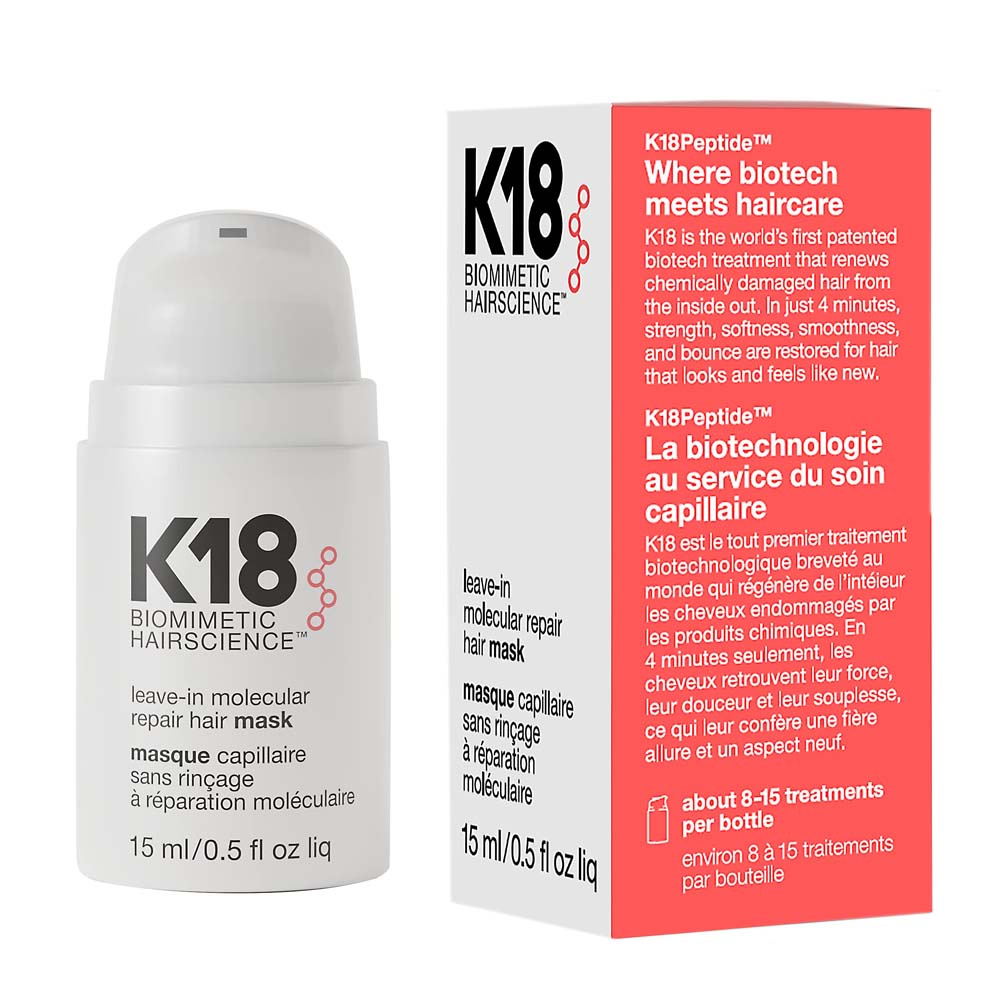 K18 Biomimetic Hairscience Leave In Molecular Repair Hair Mask - 15ml | Shopee Brasil
