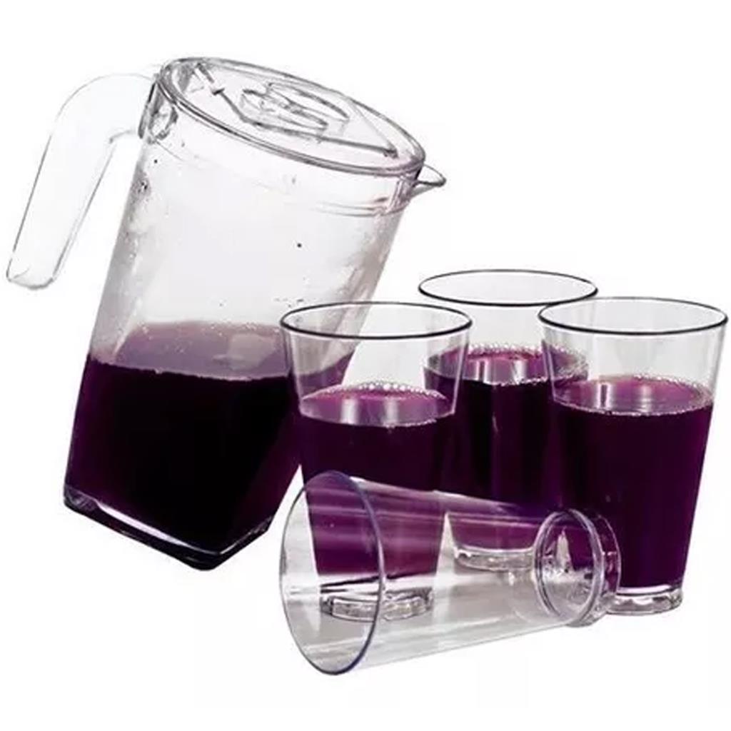 Jarra Para Suco Plastico Cristal 1,9 Litros C/ Jogo De Copos | Shopee ...