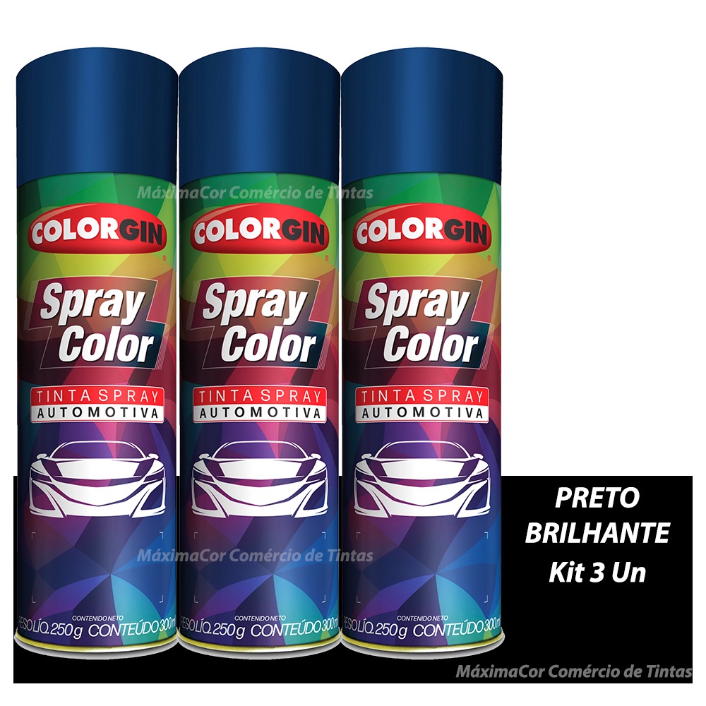Kit 3 Tinta Spray Automotivo Preto Brilhante Colorgin | Shopee Brasil
