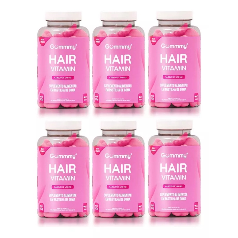 Gummy Hair Vitamin Original - 6 Potes C/ 60 Gomas Cada | Shopee Brasil