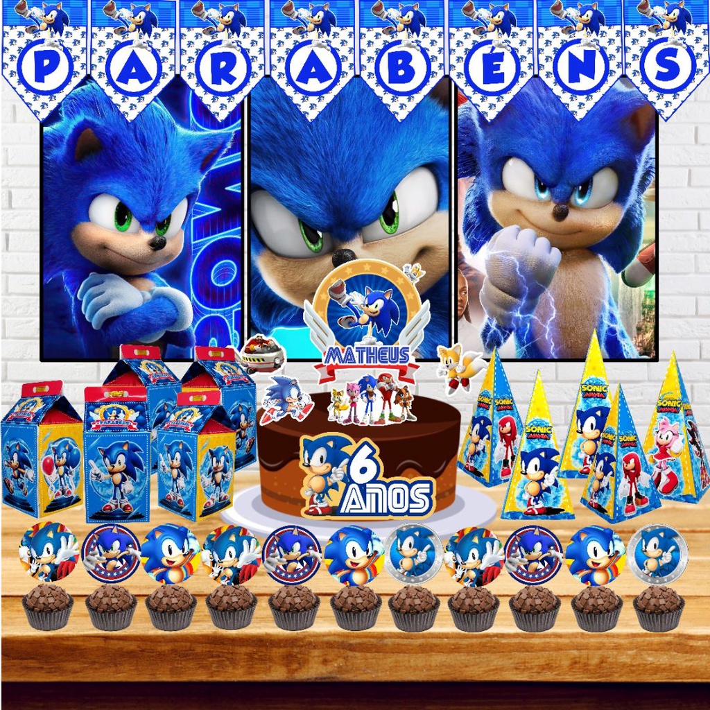 Kit Festa Sonic Só um Bolinho + Lembrancinhas - Escorrega o Preço