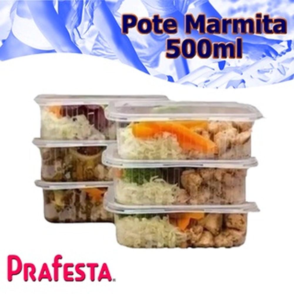 Marmita Pote Retangular com Tampa para Freezer/Microondas com 500ml - Pacote c/24 un. Prafesta ...