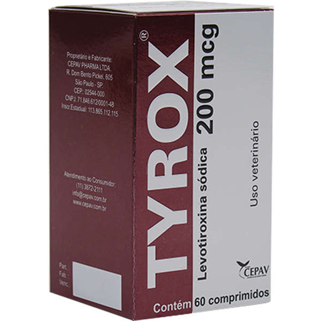 Tyrox 200 mcg Repositor Hormonal Cepav - 60 Comprimidos | Shopee Brasil