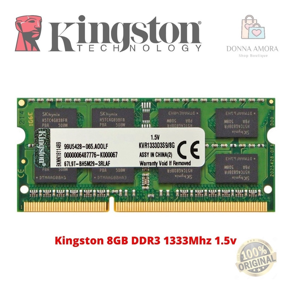 Memória Ram 8gb Ddr3 1333mhz Kingston Original Kvr1333d3s9/8g 1.5v PC3 | Shopee Brasil