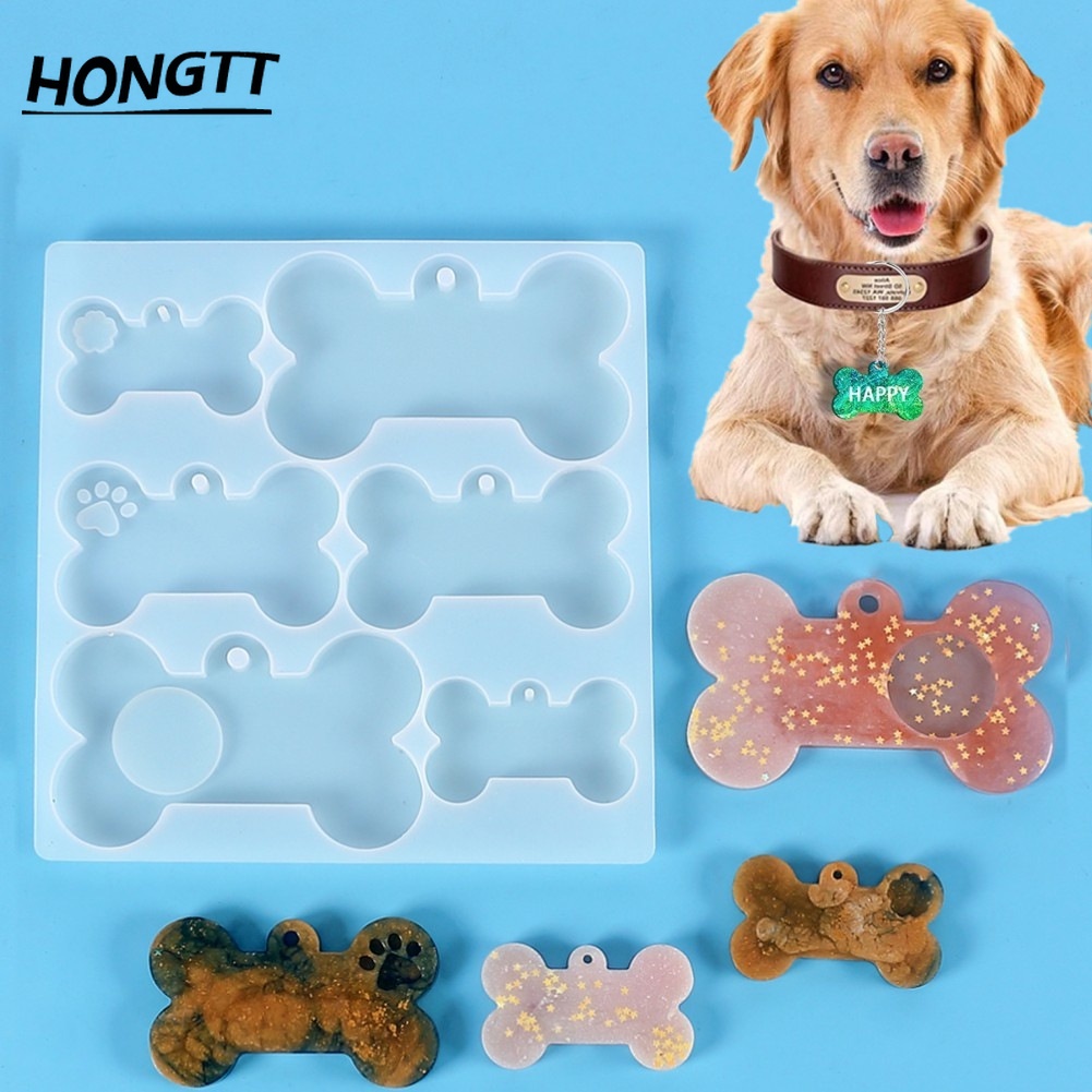 Pet Dog Hanging Tag Resina Epóxi Círculo Molde Gatos Cães Osso Pingente ...