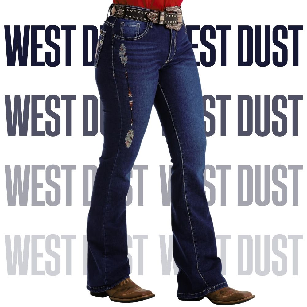 Calça Jeans West Dust Country Feminina Bordada Barra Flare Bootcut Ana ...