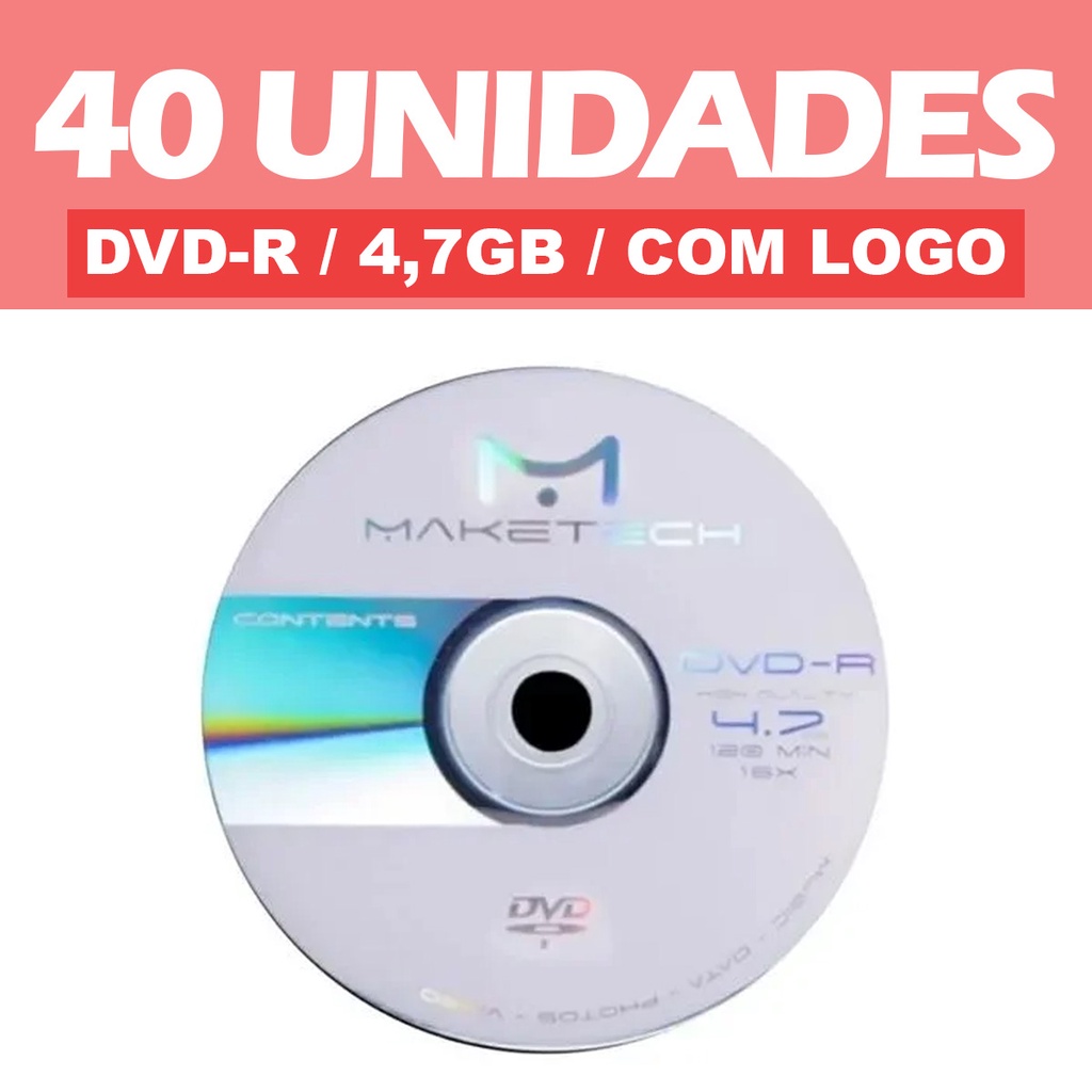 40 Mídias - DVD-R / CD-R - / COM LOGO / MULTILASER | Shopee Brasil
