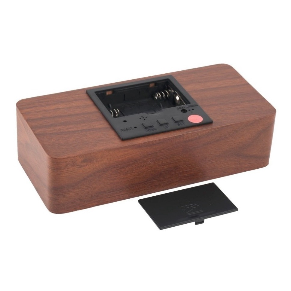 Relogio Led Digital Mesa Escritorio Madeira Sensor Jh 1299 | Shopee Brasil