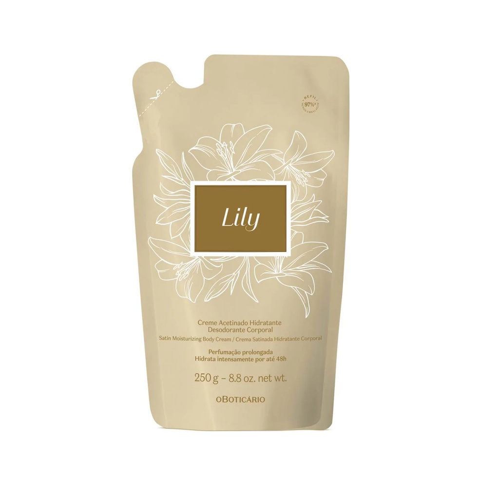 REFIL CREME HIDRATANTE ACETINADO LILY 250G DE O BOTICÁRIO | Shopee Brasil