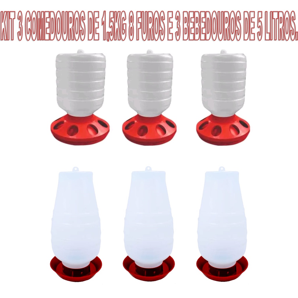KIT 3 COMED AUT 1,5KG E 3 BEBED 5 LITROS GALINHAS E AVES | Shopee Brasil