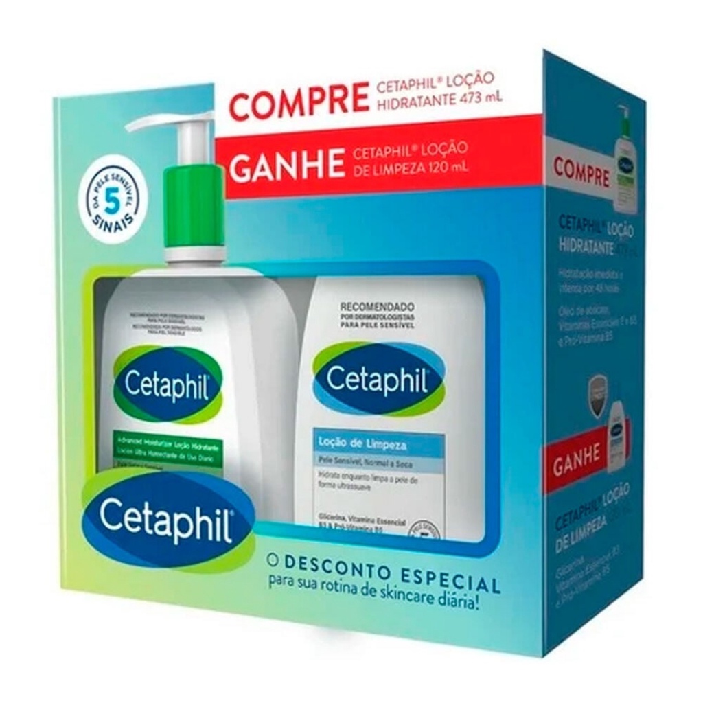 Kit Cetaphil Cr Hidratante 473g + Loção de Limpeza 120ml | Shopee Brasil