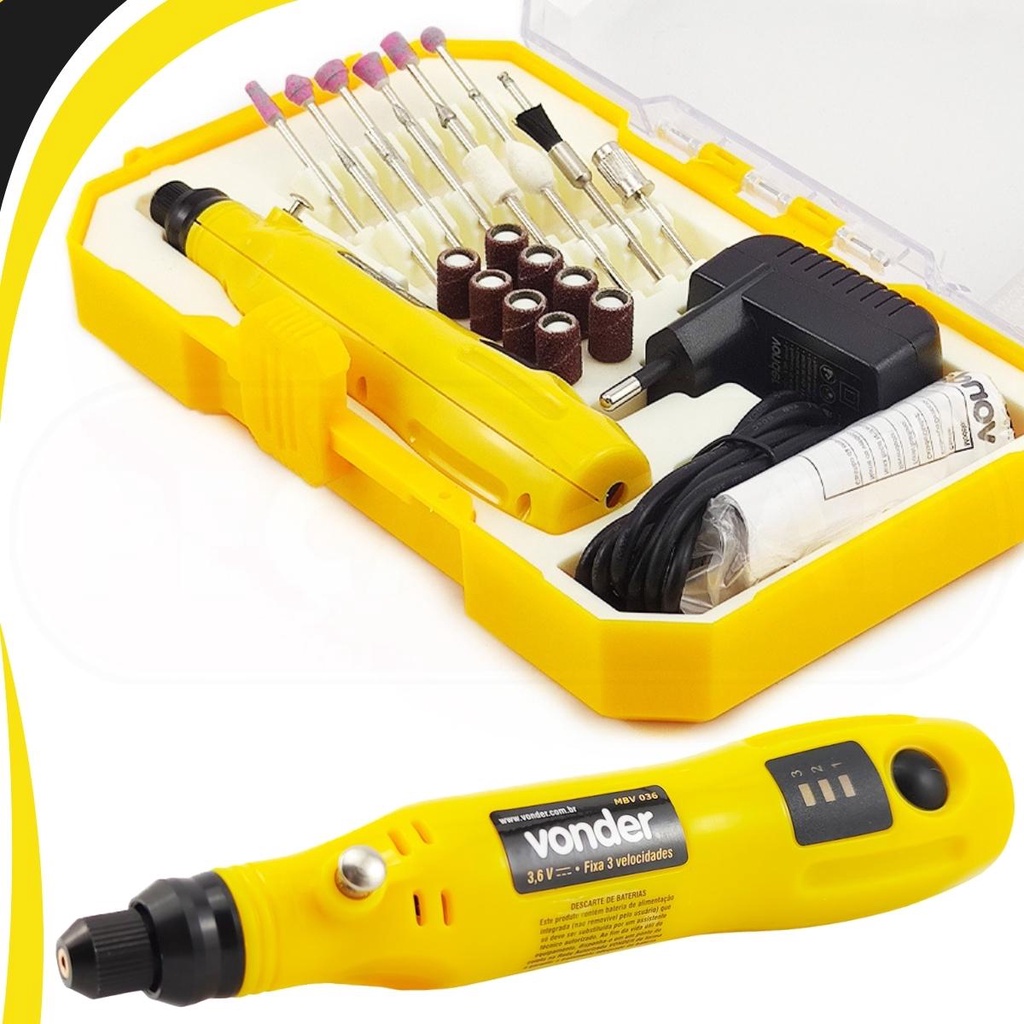 Micro Retífica Profissional Vonder Para Acabamentos À Bateria 3,6v ...