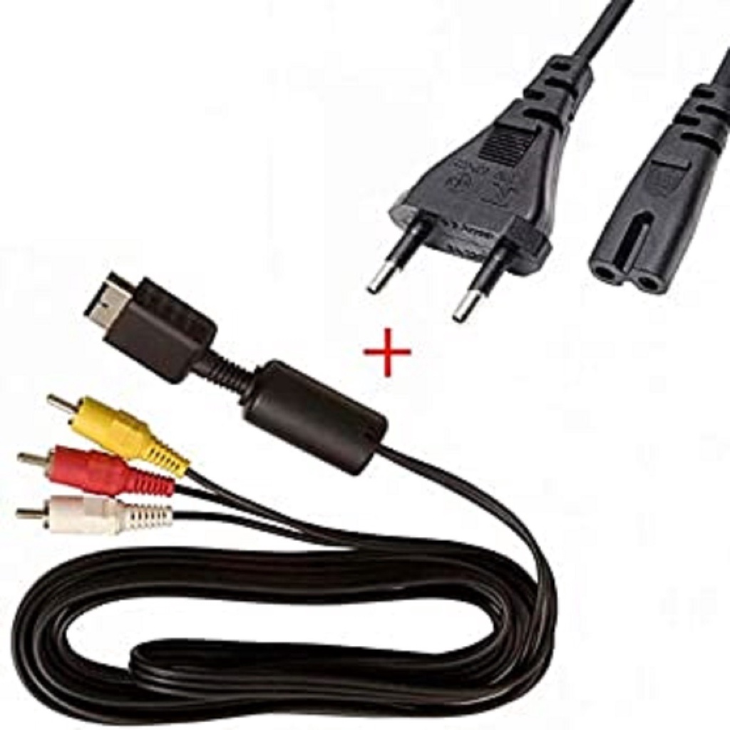 Kit Cabo Energia + Cabo Video Rca Playstation Ps1 Ps2 Ps3 | Shopee Brasil