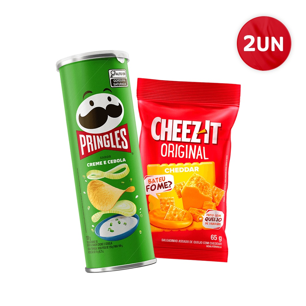 Combo Pringles Creme E Cebola 109G E Cheez It Cheddar 65G | Shopee Brasil