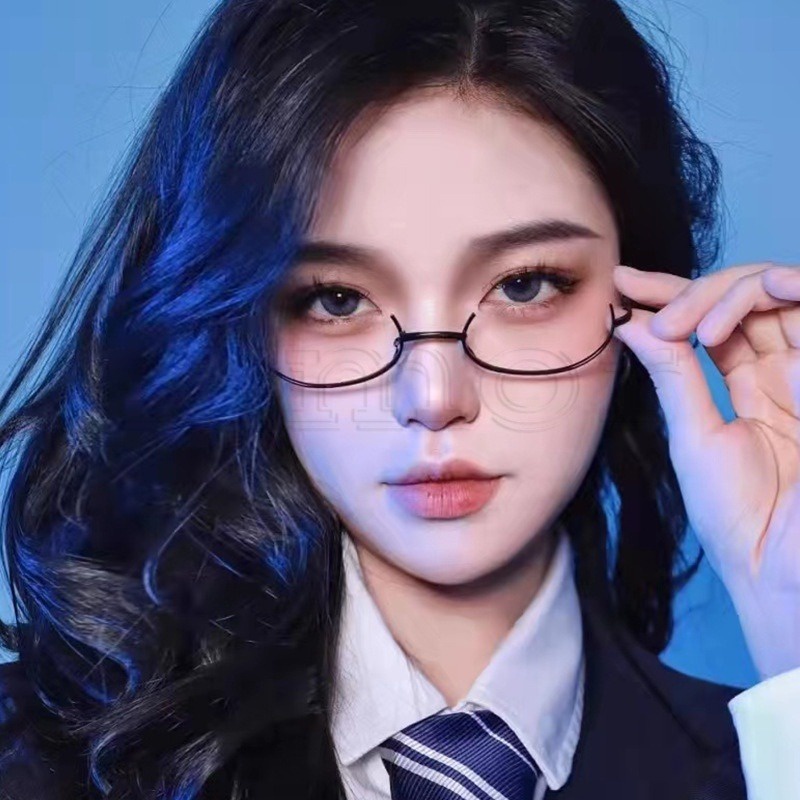 Meia Armação Oval De Óculos De Metal Anime De Alta Cosplay ...