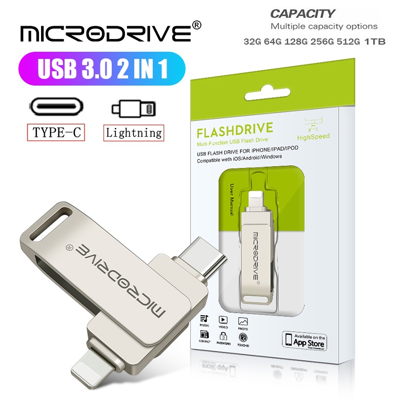 Unidade Flash USB 3.0 Tipo C Para Equipamentos Inteligentes 2 Em 1 ...