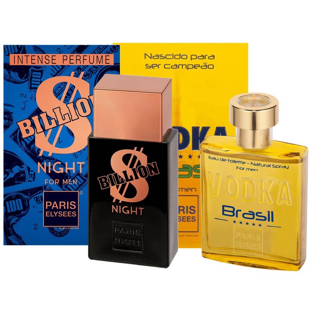Vodka Brasil Amarelo + Billion Night - Paris Elysees | Shopee Brasil