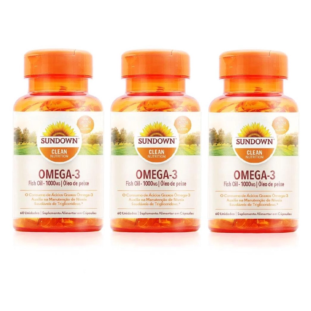 Kit 3Un De Sundown Ômega-3 Fish Oil 1000mg C/ 60 Cáps Cada | Shopee Brasil