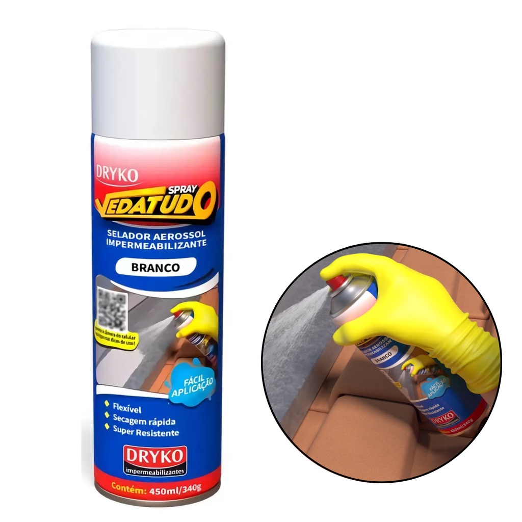 Spray Borracha Líquida Impermeabilizante Telhado Emborrachado Dryko 400 ML 235g Telha PVC ...
