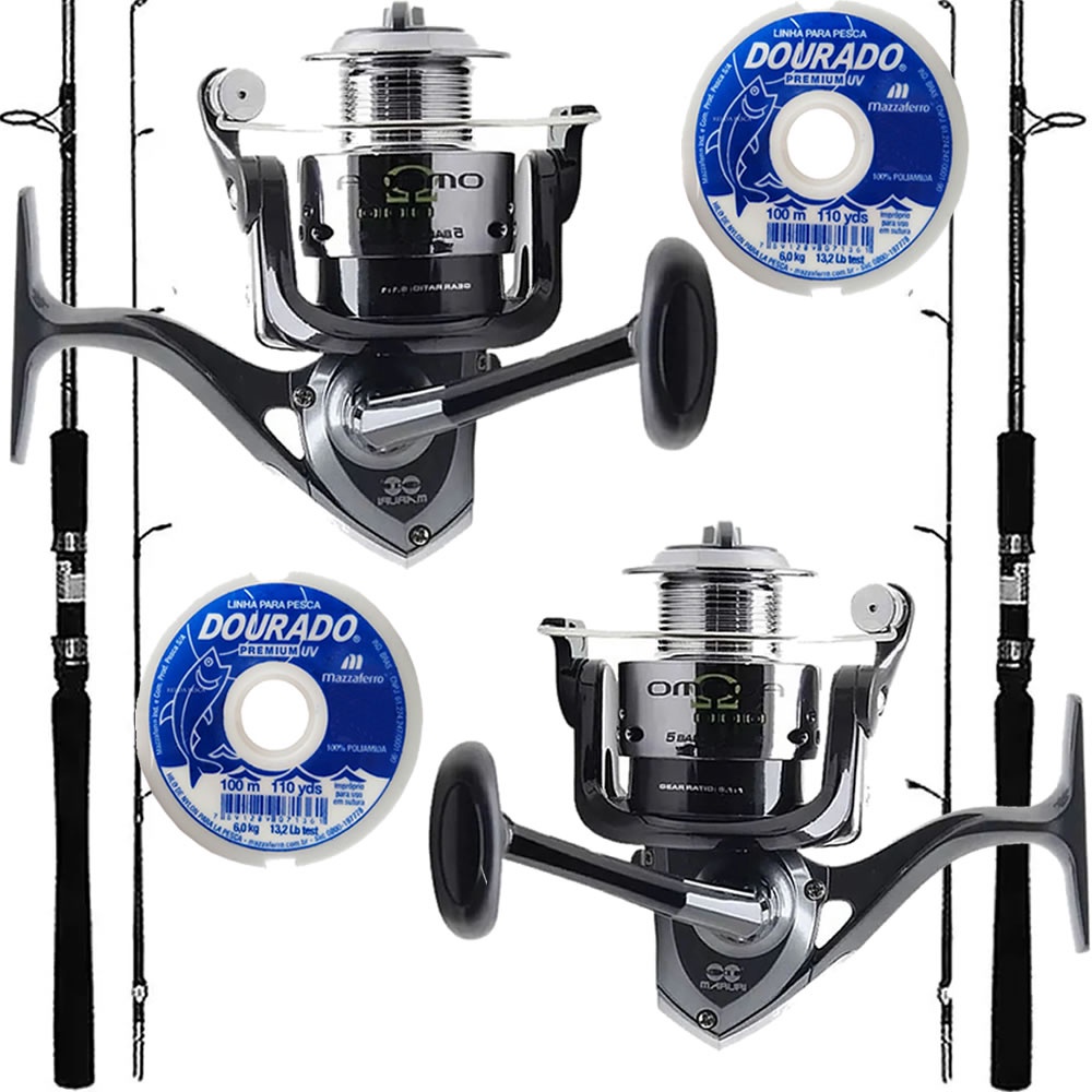 2 Molinetes Omega 4000 5 Rolamentos 2 Varas 30lbs 2 Linhas | Shopee Brasil