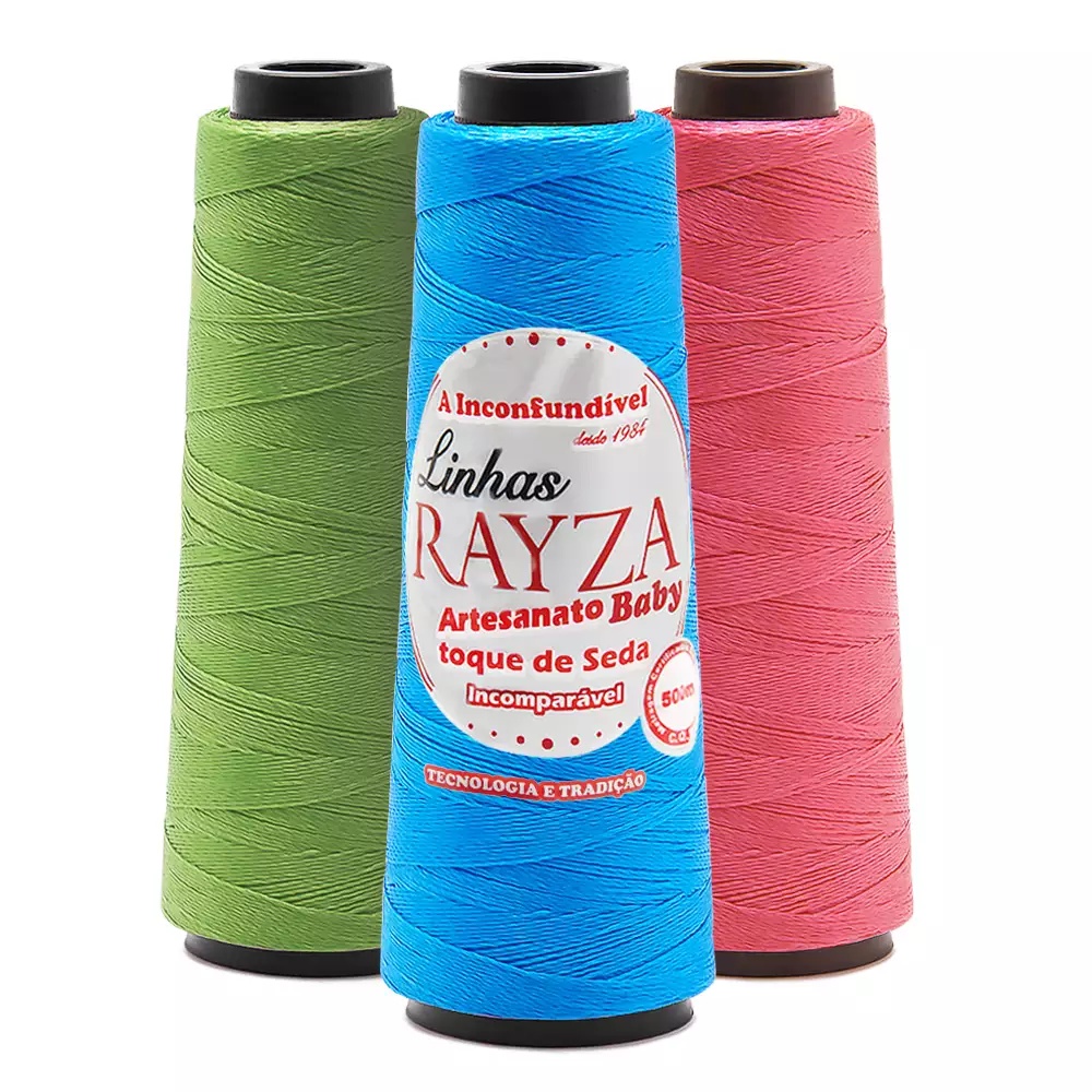 Linha Rayza Fina Artesanato - 5 Rolos C/500 metros - Escolha as cores ...