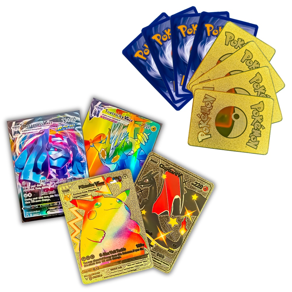 Kit 20 Cartas Pokemon - 10 VMAX + 10 Folha de Ouro | Cartinhas Pokémon ...