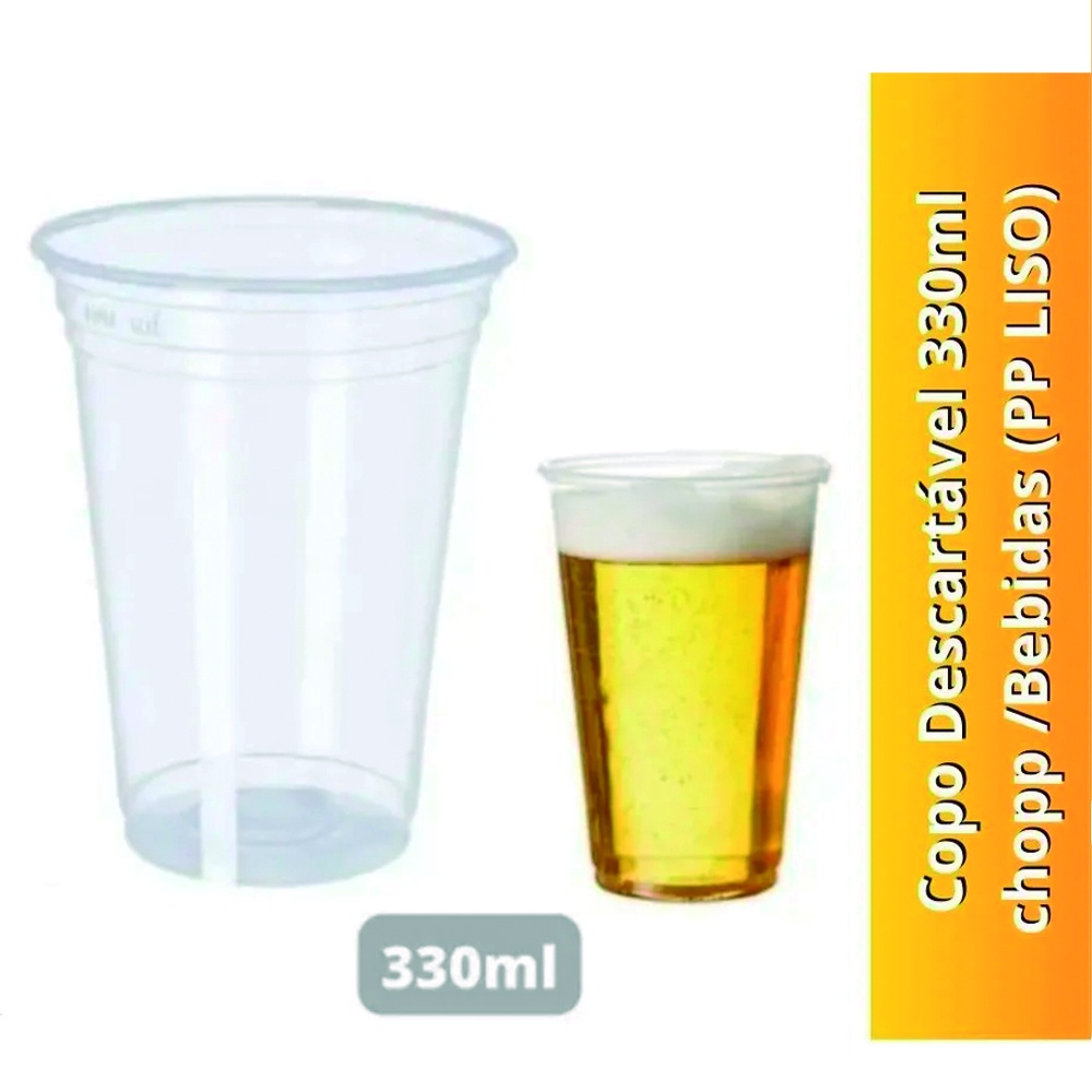 Copo Descartável 300ml 330ML Liso 100 Unidade C/Tampa S/furo Suco Chopp Refrigerante | Shopee Brasil