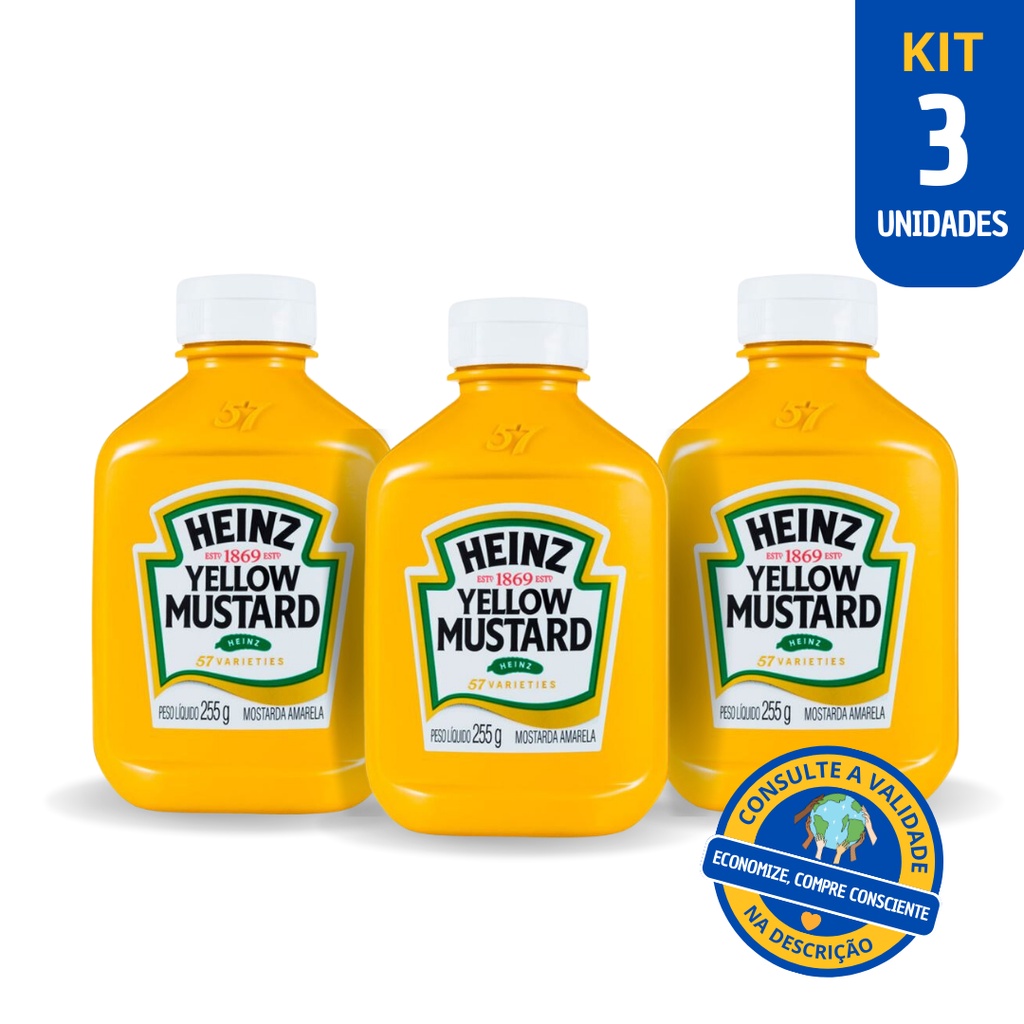 Mostarda Tradicional Heinz 255g (3 Un) | Shopee Brasil
