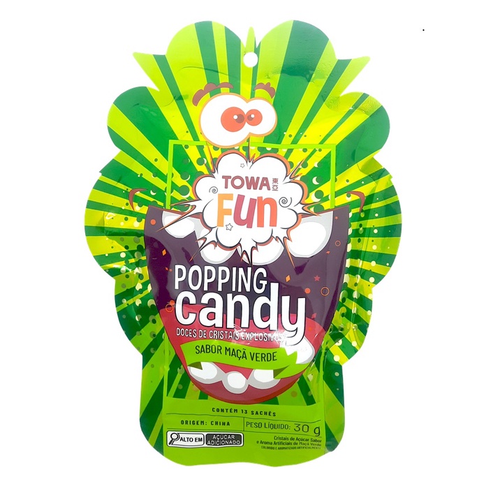 Bala Explosiva Importada Popping Candy Sabor Maca Verde 30g | Shopee Brasil